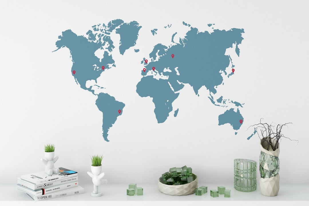 Bespoke High Quality Detailed World Map Vinyl Wall Sticker – Active ...
