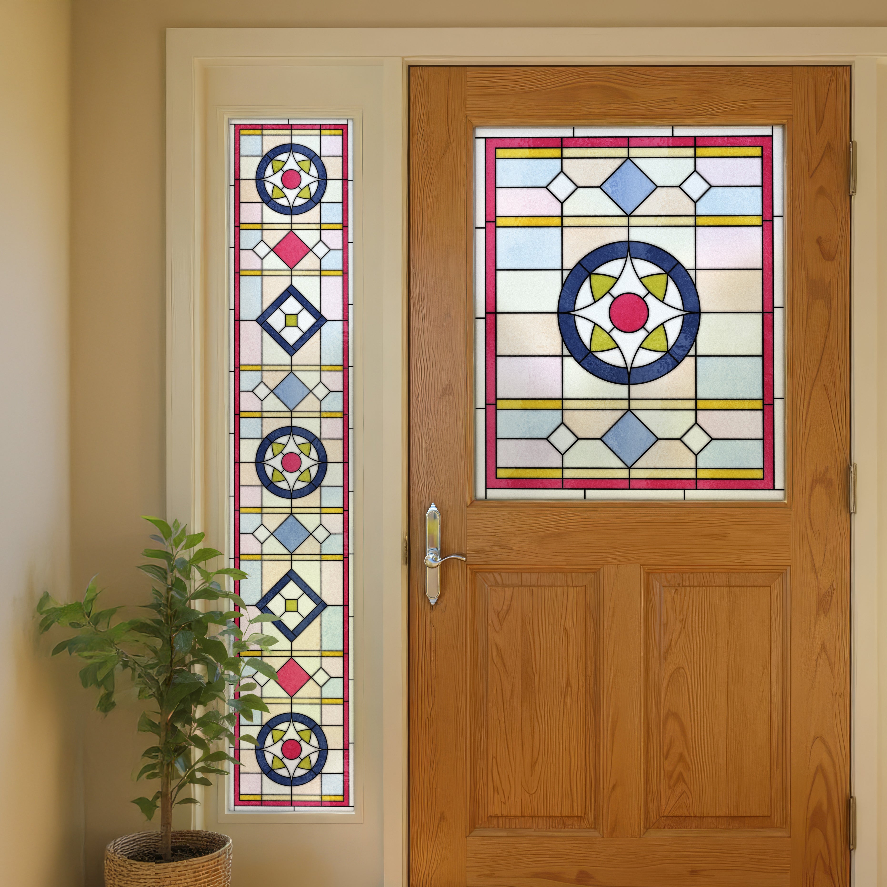 Edwardian Geometric Stained Glass Window Film – Circular & Panel Desig ...